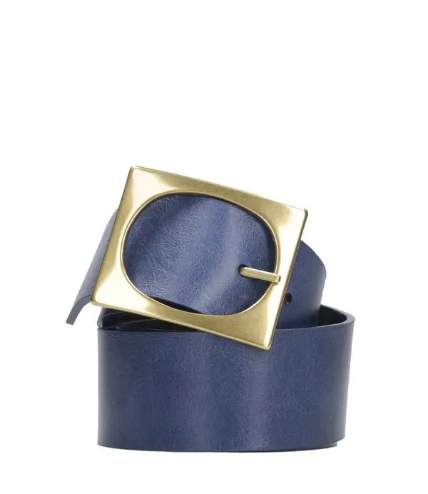 ORTIGNI Reversible Leather Belt - Nero+blu