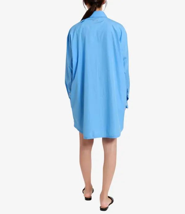 MSGM Cotton Poplin Shirt Dress - Light Blue