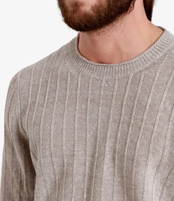GRAN SASSO Ribbed Crew Neck Sweater - Beige