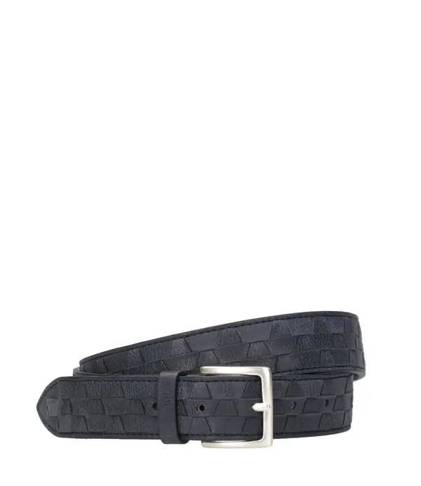 ORTIGNI Intrecciato Leather Belt - Blue