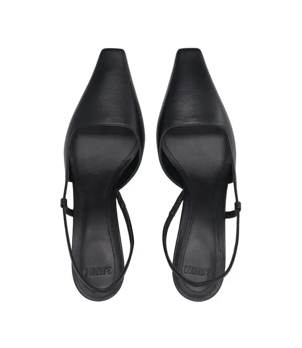 3JUIN Leather Slingback Pumps - Black