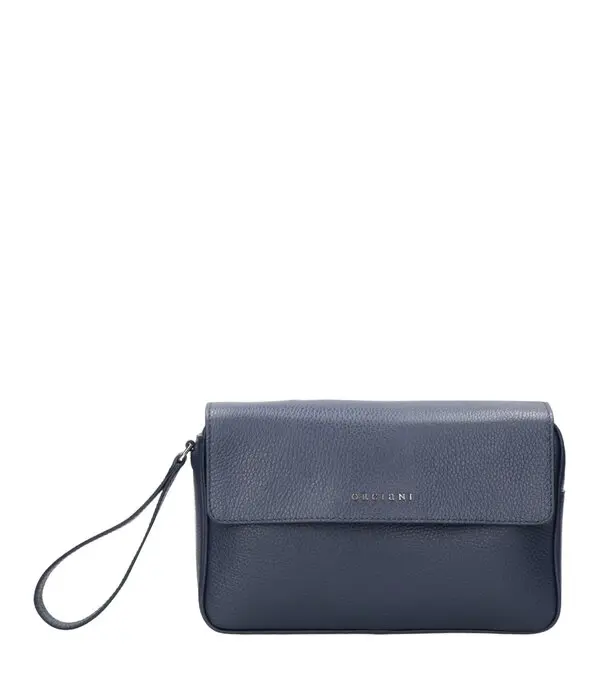 ORTIGNI Grained Leather Wristlet - Blue