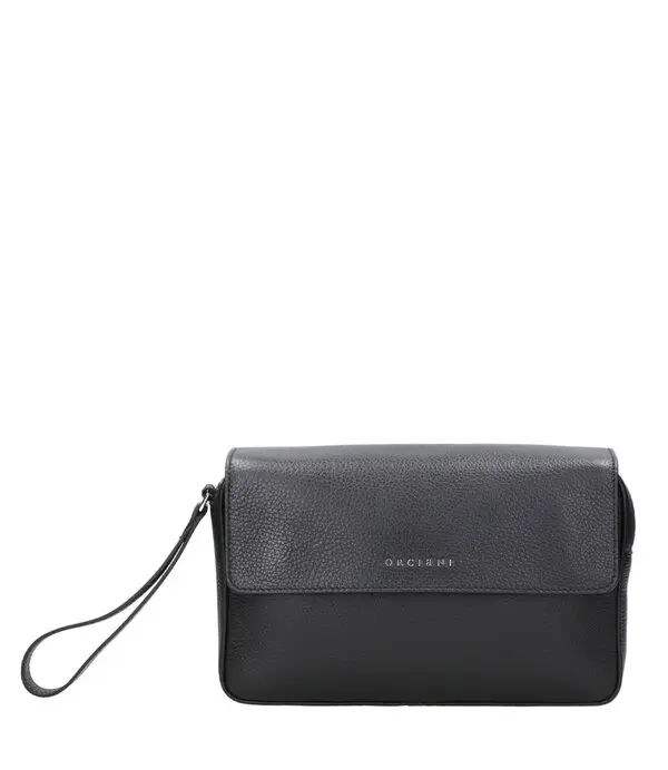 ORTIGNI Grained Leather Wristlet - Black