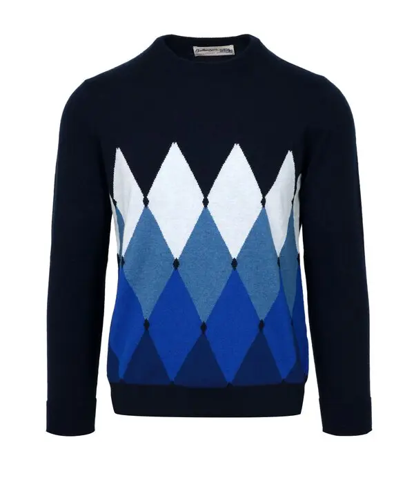BALLANTYNE Diamond Pattern Cashmere Sweater - Blu Navy+blu Royal