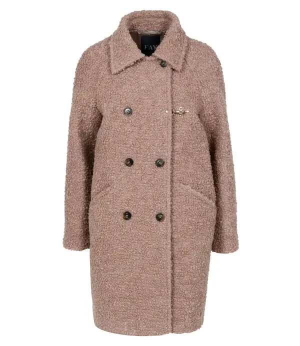 FAY Wool Bouclé Double-breasted Coat