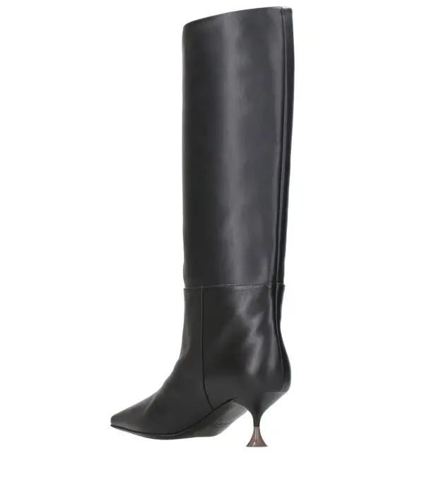3JUIN Calf Leather Knee High Boots - Black