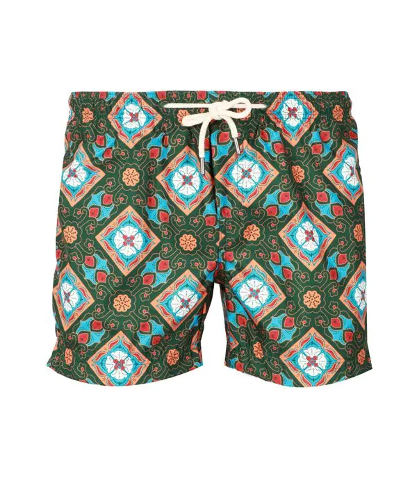 PENINSULA SWIMWEAR Printed Swim Trunks - Verde+arancio