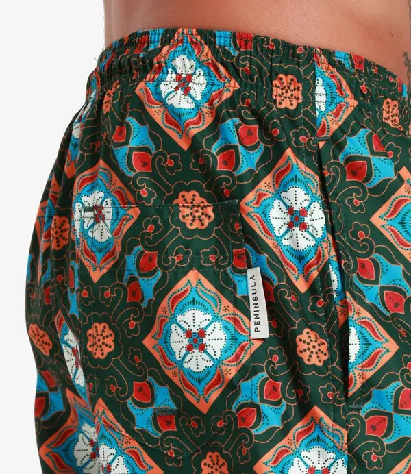 PENINSULA SWIMWEAR Printed Swim Trunks - Verde+arancio