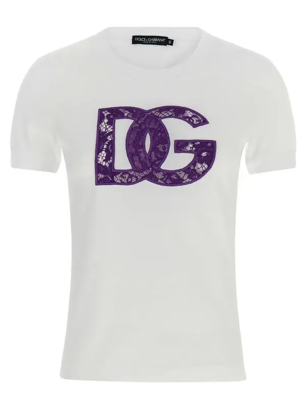 Dolce & Gabbana Lace Logo T-shirt - White