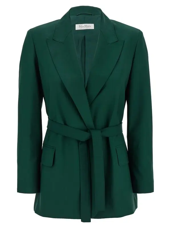 Max Mara Talento Pure Wool Canvas Blazer - Green