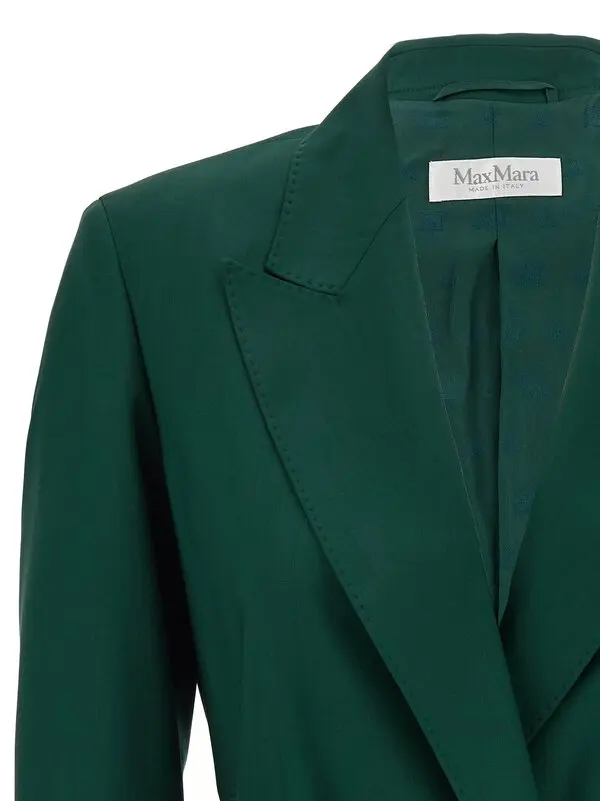 Max Mara Talento Pure Wool Canvas Blazer - Green