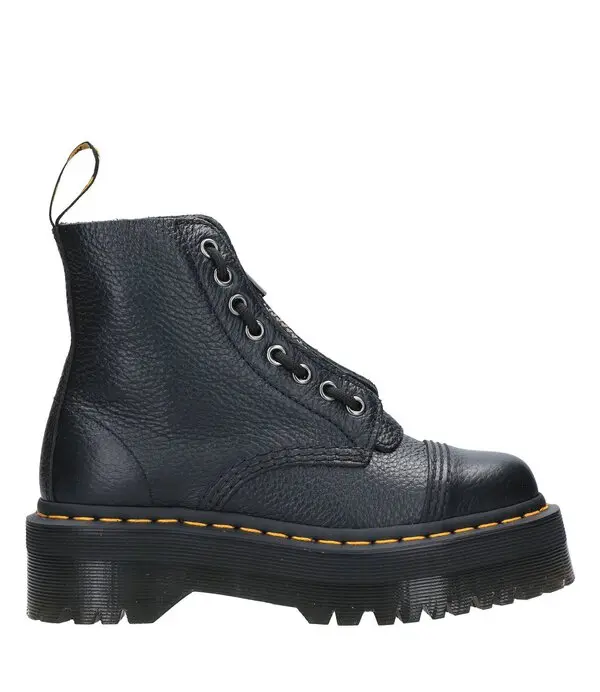 Dr. Martens Hammered Nappa Leather Platform Boots - Black