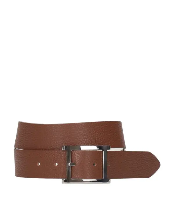 ORTIGNI Leather Belt - Sigaro+bianco