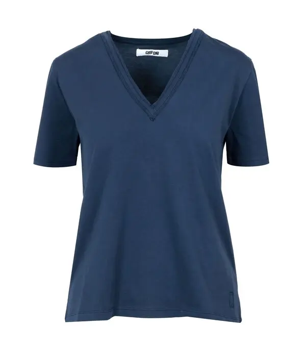 GRIFONI Cotton V-neck T-shirt