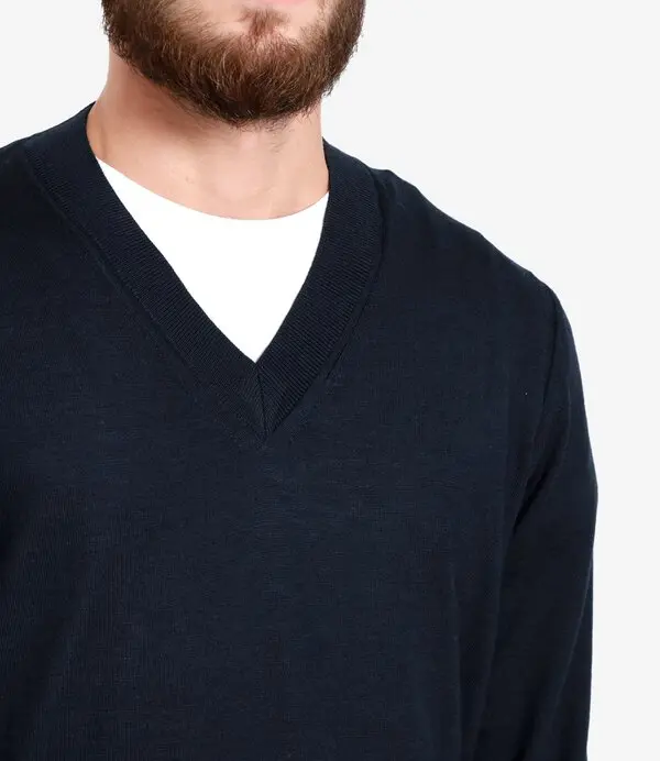 PAOLO PECORA Wool V-neck Sweater - Blue