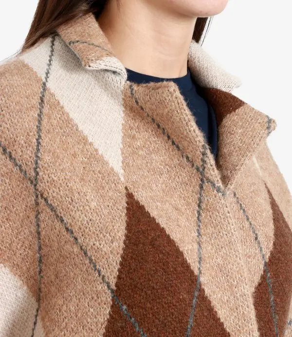 SEMICOUTURE Lozenge Patterned Wool Blend Coat