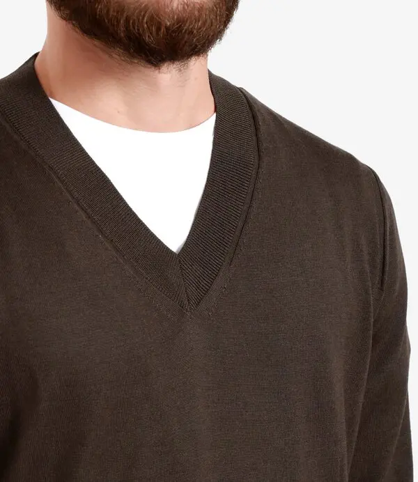 PAOLO PECORA Wool V-neck Sweater - Brown