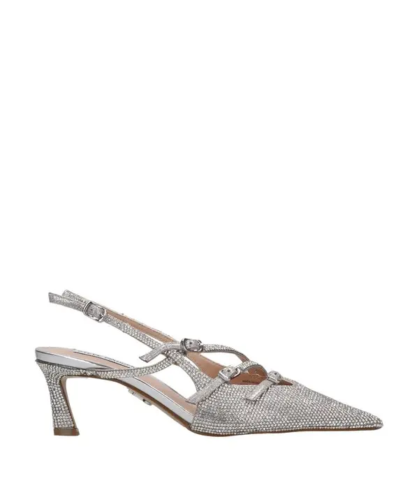 Steve Madden Crisscross Strap Rhinestone Pumps - Silver
