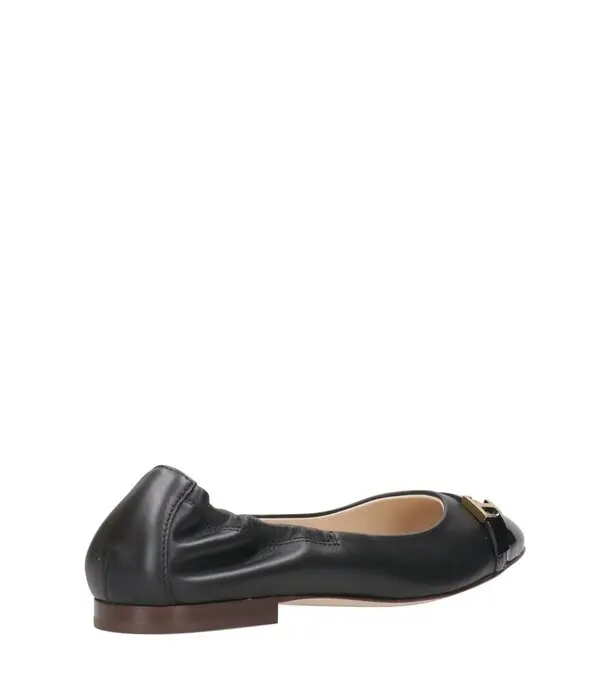 TOD'S Leather Ballerinas With Patent Leather Cap Toe