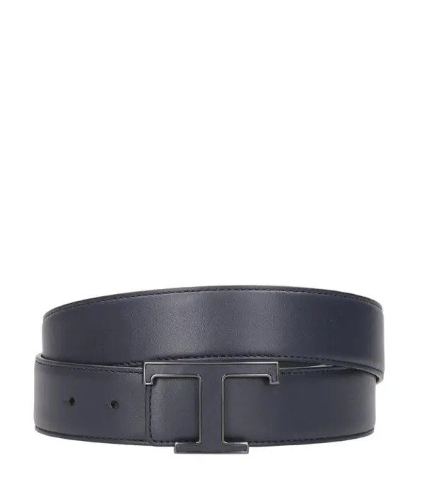 TOD'S Reversible Leather Belt - Blu+nero