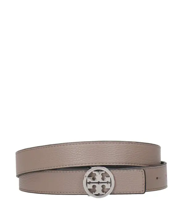 Tory Burch Grained Leather Belt - Tortora+nero