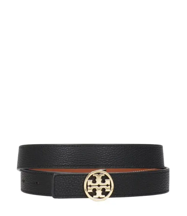Tory Burch Grained Leather Belt - Nero+cuoio