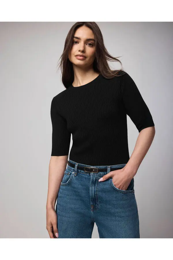 Splendid Georgie Cashblend Elbow Sleeve Sweater - Black