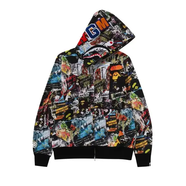A BATHING APE Flyer Pattern Shark Full-zip Hoodie - Multicolor