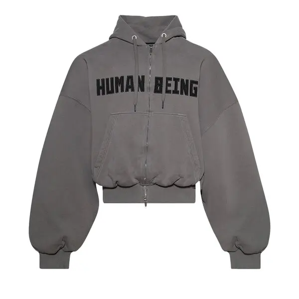 Balenciaga Human Being Zip-up Hoodie - Grey