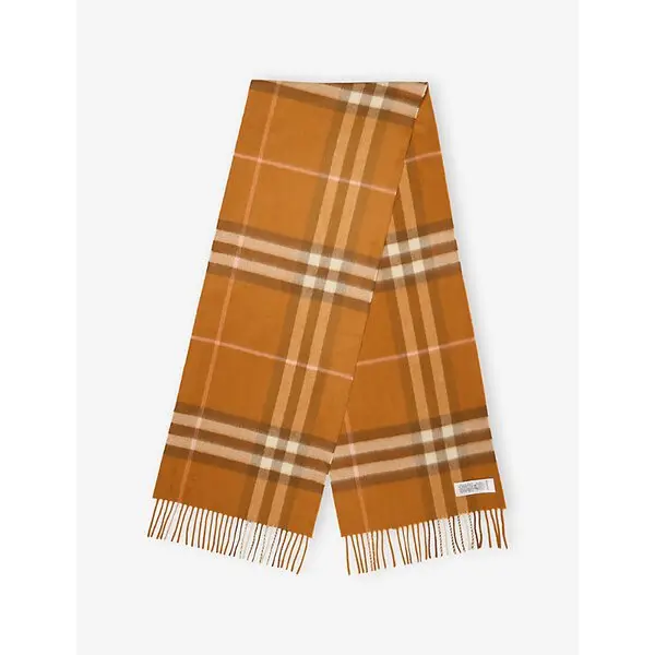 Burberry Check-print Cashmere Scarf - Squash