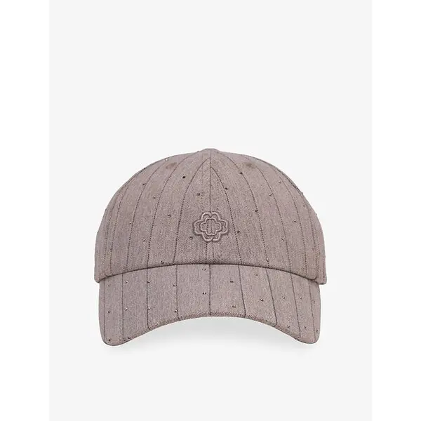 Maje Studded Striped Cap - Light Grey | Editorialist display picture 2