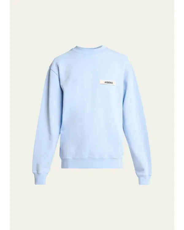 Jacquemus Cotton Sweatshirt With Grosgrain Logo - Light Past