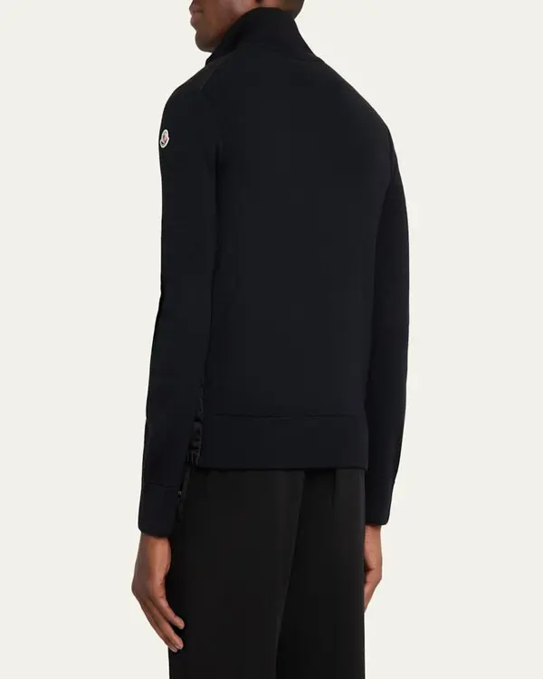 Moncler Archivio Basic Puffer Wool Sleeve Cardigan - Navy