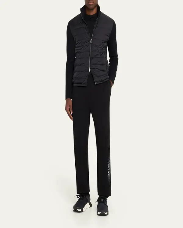 Moncler Archivio Basic Puffer Wool Sleeve Cardigan - Navy