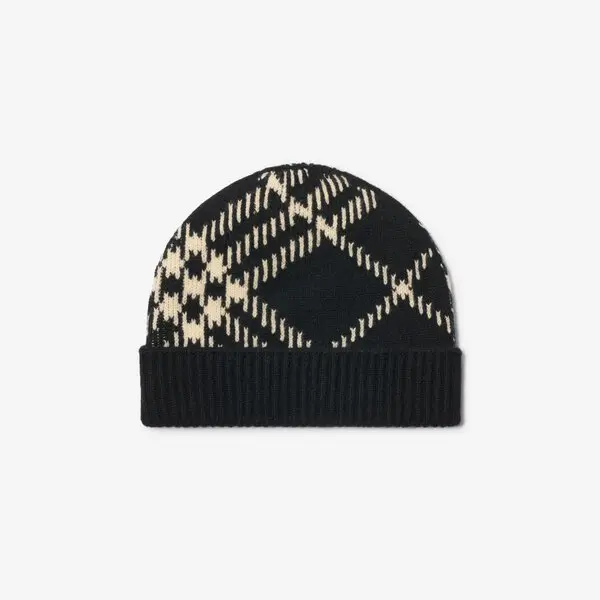 Burberry Check Cashmere-blend Beanie - Black/calico