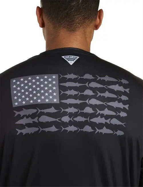Columbia Big & Tall Fish Flag Long Sleeve Graphic Tee - Black