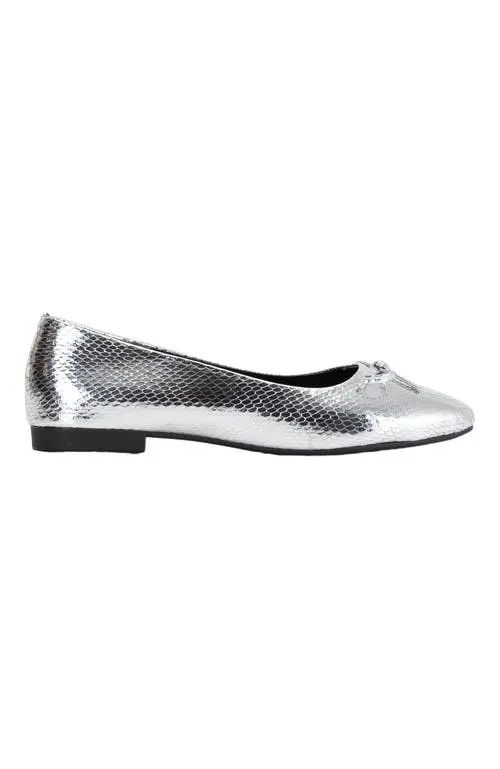 PROLOGUE SHOES Amy Ballerina Flats - Silver Faux Leather