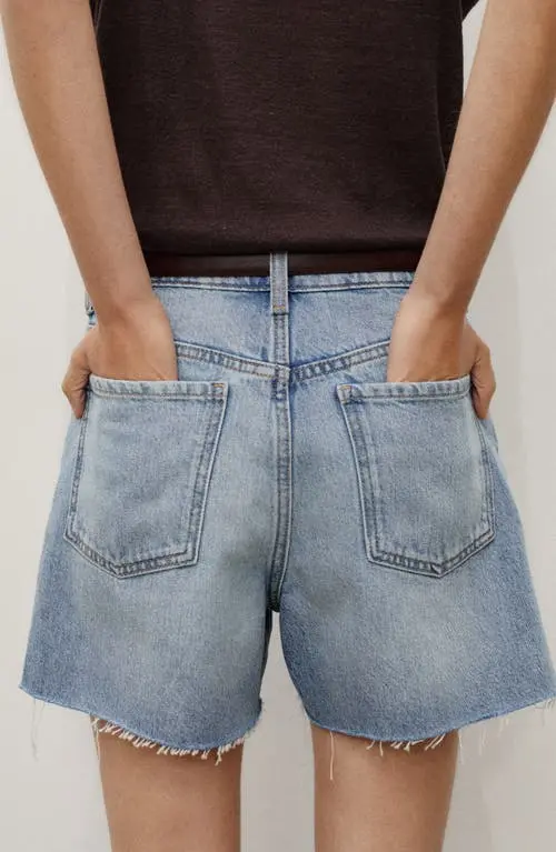 Mango Button Fly Fray Hem Denim Shorts