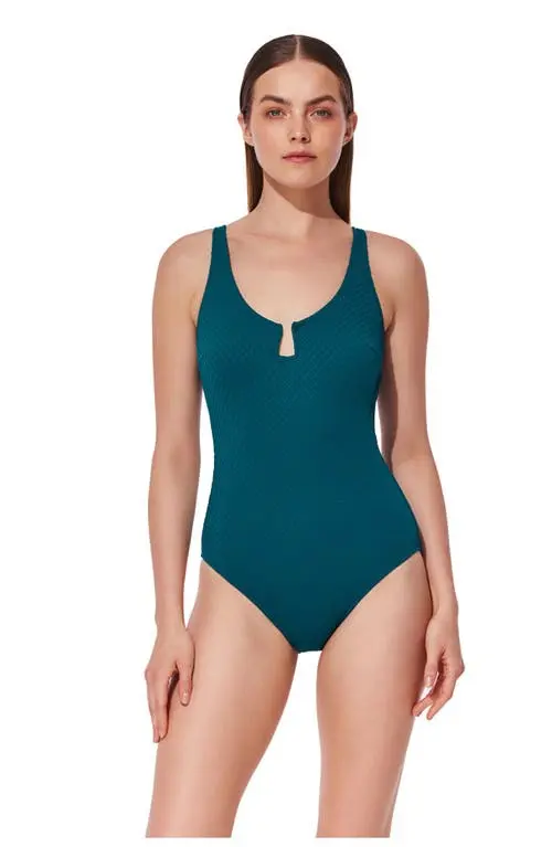 GOTTEX St. Tropez U Wire Textured One Piece - Teal