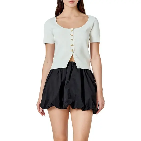 Endless Rose Cropped Short Sleeve Cardigan - Cream