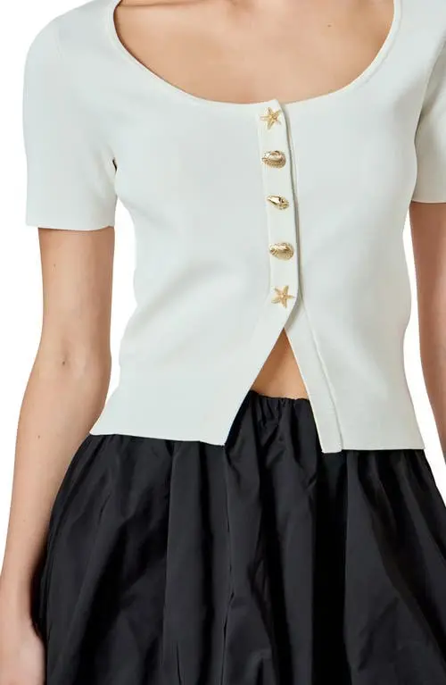 Endless Rose Cropped Short Sleeve Cardigan - Cream