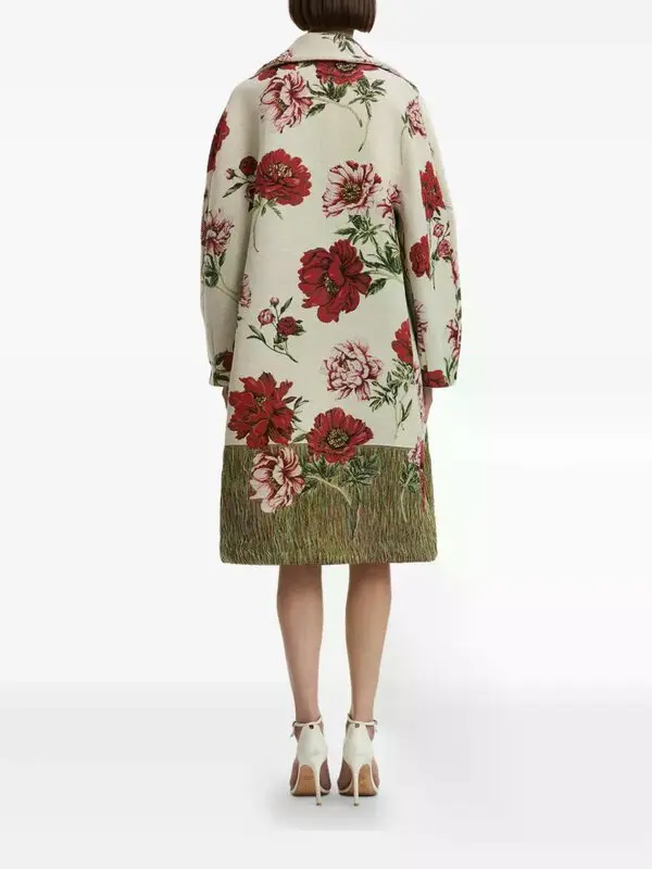Oscar De La Renta Peony Unraveled Jacquard Coat