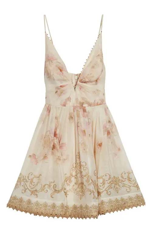 Zimmermann Hypnotic Plunge Neck Linen & Silk Minidress