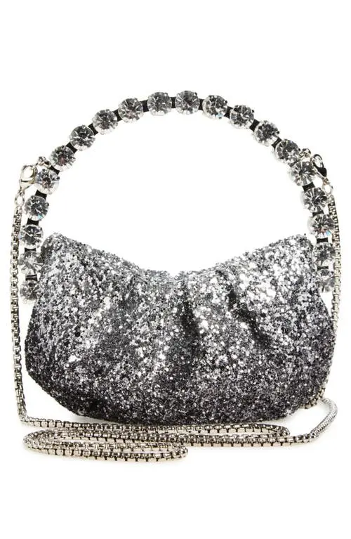L’ALINGI Micro Eternity Glitter Satin Crystal Top Handle Bag