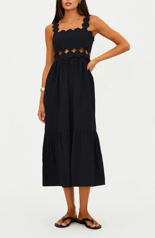Beach Riot Campbell Scallop Cutout Cotton Cover-up Sundress - Black