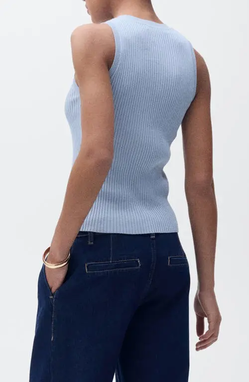 Mango Sleeveless Ribbed Sweater - Sky Blue