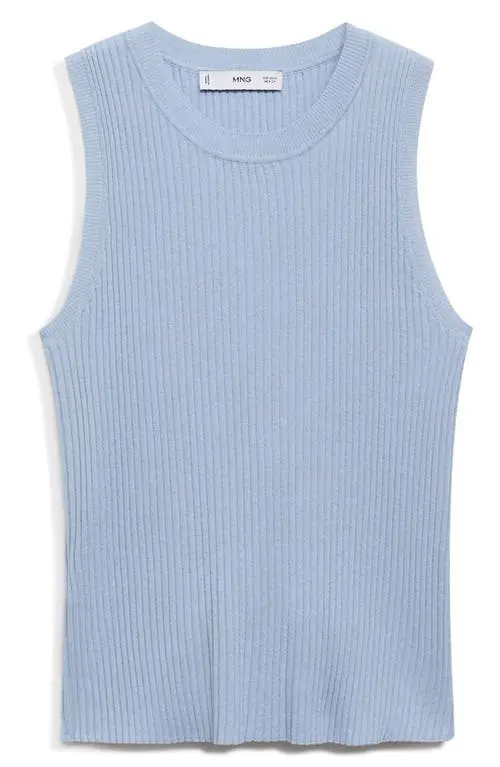 Mango Sleeveless Ribbed Sweater - Sky Blue