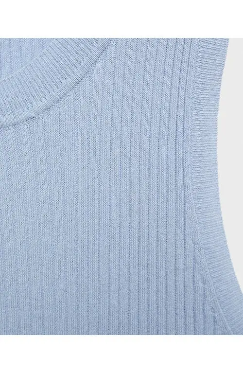 Mango Sleeveless Ribbed Sweater - Sky Blue