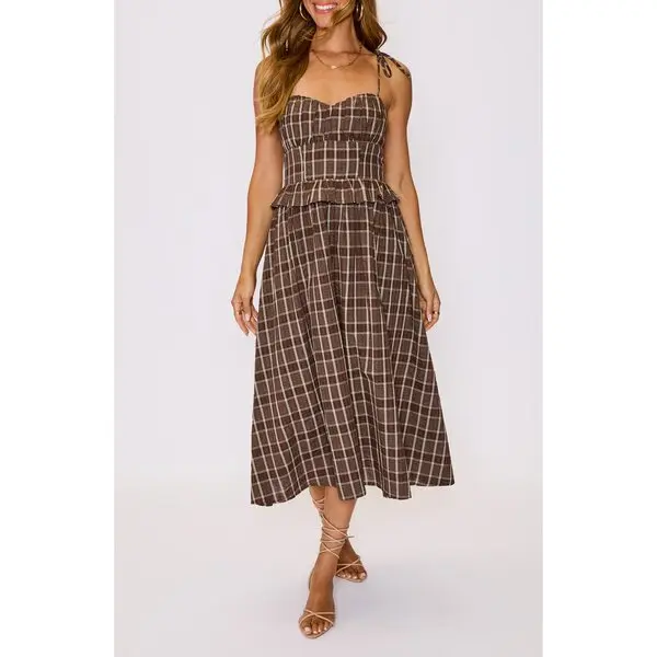VICI Plaid Midi Dress