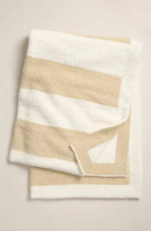 Nordstrom Print So Soft Chenille Blanket - Beige Oatmeal Cabana Stripe